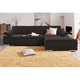 Sit & More Ecksofa SIT & MORE, B:282cm H:80cm T:162cm, schwarz, Kunstleder SOFTLUX;Struktur ( 100% Polyester);Struktur fein ( 90% Polyester; 10%
