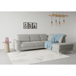 Sit & More Ecksofa SIT & MORE, B:251cm H:85cm T:220cm, silber, 90% Polyester, 10% Polyamid, Wohnzimmer, Sofas, "Sinatra L-Form", mit Ottomane, optional mit