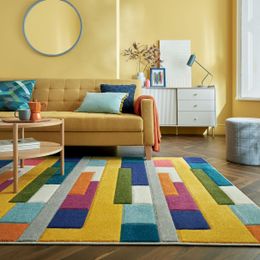 Teppich FLAIR RUGS, B:120cm H:8mm L:170cm, bunt, Kunstfaser, Wohnzimmer, Teppiche, "Spectrum", Handgeschnitzt Teppich