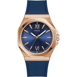 Guess Damen Quarzuhr "EMPEROR", blau, Armbanduhren, Armbanduhr, Herrenuhr, Silikonarmband, Geschenkidee, analog