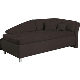 Schlafsofa Alina, B:223cm H:80cm T:112cm, braun, Struktur TMD (100% Polyester), Jugendzimmer, Sofas, "Lindsay", Bettkasten, Zierkissen-Set aus: 2