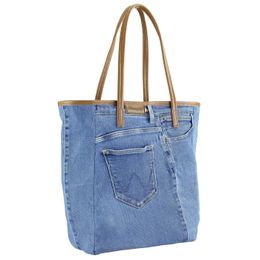 Damen Schultertasche "BellaBlu", Collezione Alessandro, blau, Baumwolle, Taschen, Jeanstasche mit italienischen Leder