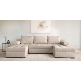 Wohnlandschaft OTTO HOME, H:41cm T:161cmbeige, 100%Polyester, Sofas, "Home System U-Form, von B: 269-352 cm w&auml;hlbar, 6 Varianten zur Auswahl", mit