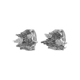 Jobo Damen Paar Creolen, 19,2mm, Silber 925 (Sterlingsilber), silber, Silber 925 (Sterlingsilber), Ohrringe, 925 Silber geschw&auml;rzt mit 32 Zirkonia