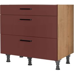 Kochfeldumbauschrank Nobilia, B:90cm H:87cm T:58,3cm, rot, Schr&auml;nke, ""Easytouch", vormontiert, mit Schubkasten und Ausz&uuml;gen", in den Breiten 60 und