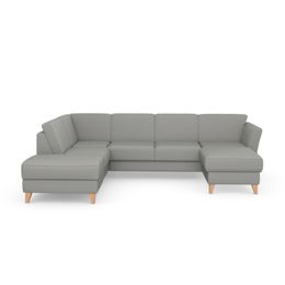 Sit & More Wohnlandschaft SIT & MORE, B:303cm H:87cm T:213cm, silber, Sofas, "Visby U-Form", wahlweise mit Bettfunktion und Stauraum, frei im Raum stellbar