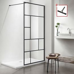 Walk-in-Dusche Welltime, B:80cm H:190cm, grau, Duschw&auml;nde, "Tetra", Inklusive verstellbarem Wandarm