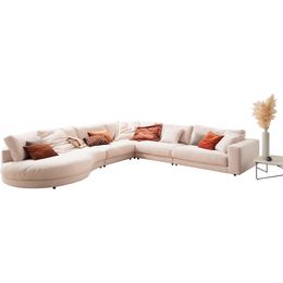Ecksofa 3C CANDY, B:395cm H:86cm T:225cm, beige, 100% Polyester, Wohnzimmer, Sofas, "Enisa II, bequem und komfortabel, Mega Familiensofa, L-Form",