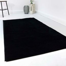 Teppich HOMIE LIVING, B:160cm H:19mm L:225cm, schwarz, Polyester, Wohnzimmer, Teppiche, "Lago", Kurzflor, Uni Farben, ideal im Wohnzimmer &