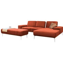Ecksofa W.Schillig, B:279cm H:88cm T:178cm, orange, Longlife Xtra-Leder Z73: Naturwalkleder der Luxusklasse aus den erlesensten Rohh&auml;uten. Hautst&auml;rke