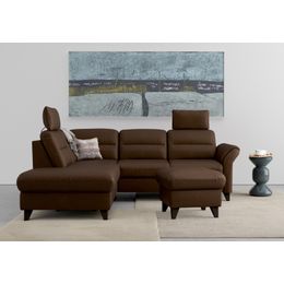 Sit & More Ecksofa SIT & MORE, B:253cm H:87cm T:212cm, braun, 100% Polyester, Wohnzimmer, Sofas, "Mellum L-Form", Federkern, wahlweise mit Bettfunktion,