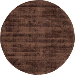 Teppich CarpetFine, H:13mm &Oslash;:80cm, braun, Viskose, Wohnzimmer, Teppiche, "Ava Viskoseteppich", Seidenoptik, leichter Glanz, Wohnzimmer