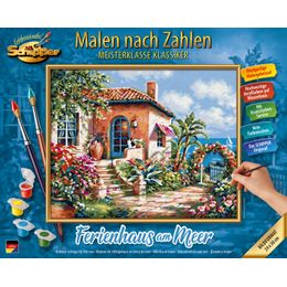 Schipper Kinder Malen nach Zahlen "Meisterklasse Premium - Ferienhaus am Meer", bunt, B:30cm H:24cm, Malvorlagen, Made in Germany