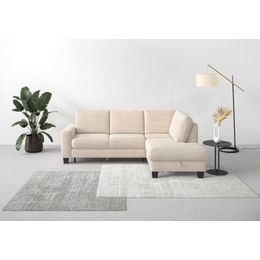 Ecksofa Home Affaire, B:236cm H:91cm T:170cm, beige, 100% Polyester, Wohnzimmer, Sofas, "Summer L-Form", mit Ottomane, mit oder ohne Bettfunktion und