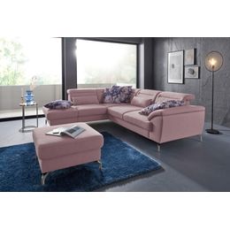 Sit & More Ecksofa SIT & MORE, B:270cm T:235cm, rosa, Wohnzimmer, Sofas, "Percy L-Form", 12 cm Fu&szlig;h&ouml;he, Sitztiefenverstellung, wahlweise in 2 Fu&szlig;farben