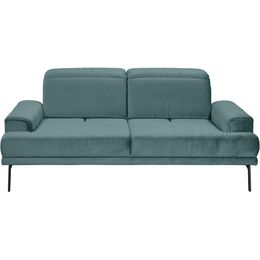 2-Sitzer Musterring, B:198cm H:79cm T:130cm, gr&uuml;n, 100% Polyester, Sofas, "MR 4580", inkl. Kopf- und Sitztiefenverstellung, Fu&szlig; schwarz, B198 x T103