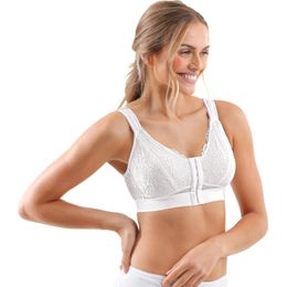 w&auml;schepur Damen Vorderverschluss-BH ohne B&uuml;gel wei&szlig; + hellros&eacute;, Gr&ouml;&szlig;e 105D
