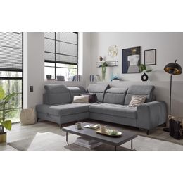 Ecksofa, B:282cm H:90cm T:200cm, grau, ED EXCITING DESIGN, 92% Polyester, 8% Nylon, Wohnzimmer, Sofas, "Rockdale L-Form mit Bettfunktion,