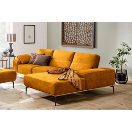 Ecksofa W.Schillig, B:319cm H:88cm T:178cm, gelb, Longlife Xtra-Leder Z73: Naturwalkleder der Luxusklasse aus den erlesensten Rohh&auml;uten. Hautst&auml;rke