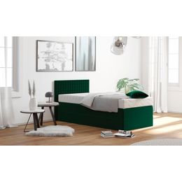 Boxspringbett, B:135cm L:210cm, gr&uuml;n, Westfalia Schlafkomfort, Bezug: 100% Polyester;Polsterwatte: 100% Polyester, Komplettbetten, mit Zierkissen,