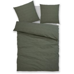 Bettw&auml;sche OTTO HOME, gr&uuml;n, Linon, Obermaterial: 100% Baumwolle, Bettw&auml;sche, "Melli", Bettw&auml;sche aus Baumwolle, Leinen-Look in Melange-Optik