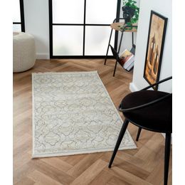 Teppich, B:80cm H:10mm L:150cm, beige, MyFlair M&Ouml;BEL & ACCESSOIRES, Polyester, Wohnzimmer, Teppiche, "My Floor, LAGERR&Auml;UMUNG", Kurzflor, Retro-Style,