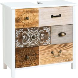Waschbeckenunterschrank HEINE HOME, B:65cm H:60cm T:30cm, braun, MDF, Badezimmer, Schr&auml;nke