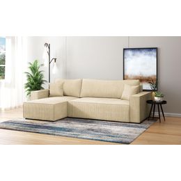 Inosign "Winton Cordsofa / Schlafsofa 253 cm" Cord, Recamiere wechselbar, Schlaffunktion ( 130/208cm), Bettkasten