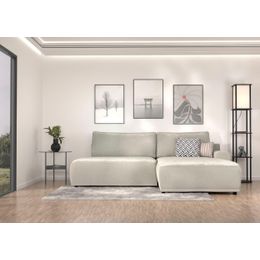 Ecksofa Trendmanufaktur, B:250cm H:82cm T:167cm, wei&szlig;, 100% Polyester, Wohnzimmer, Sofas, "Fordon II, Schlafsofa mit Bettkasten, Couch in L-Form,