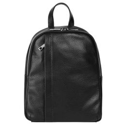 Samantha Look Damen Cityrucksack, schwarz, Leder, Rindsleder, Rucks&auml;cke, Echt Leder, Made in Italy