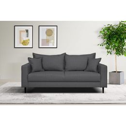 2-Sitzer Home Affaire, B:162cm H:76cm T:84cm, grau, 100% Polyester, Sofas, "VEYRAS, hoher Sitzkomfort, Ma&szlig;e B/T/H: 162/84/76 cm", mit