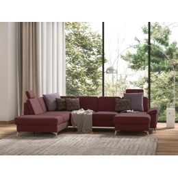 Sit & More Wohnlandschaft SIT & MORE, B:340cm H:89cm T:228cm, rot, Sofas, "Padua U-Form", inklusive Sitztiefenverstellung, Armteilfunktion und Federkern