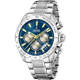 Festina "Timeless Chronograph" Armbanduhr, Quarzuhr, Herrenuhr, Stoppfunktion, Edelstahlarmband