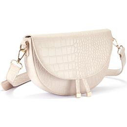 Vivance Damen Umh&auml;ngetasche "Minibag", beige, Lederimitat, Snakeprint, gepr&auml;gtes Muster, Taschen, in Kroko-Optik, Schultertasche, Handtasche,