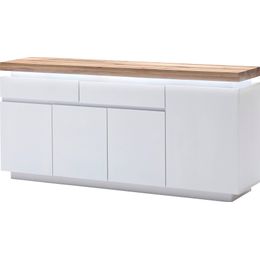 Sideboard MCA furniture, B:175cm H:81cm T:40cm, wei&szlig;, MDF, Massivholz, Wohnzimmer, Sideboards, "Romina", mit LED Beleuchtung wei&szlig; dimmbar, inkl.