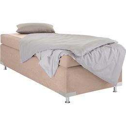 Boxspringbett, B:102cm L:201cm, beige, Westfalia Schlafkomfort, Microvelours (100% Polyester), Komplettbetten, "Holland", ohne Kopfteil, frei im Raum