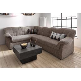 Ecksofa DOMO collection, B:242cm H:84cm T:190cm, grau, Struktur ( 90% Polyester, 10% Polyacryl);Microfaser PRIMABELLE (100% Polyester);Kunstleder