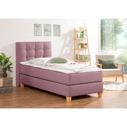 Boxspringbett Home Affaire, B:104cm L:211cm, lila, Komplettbetten, "Moulay", inkl. Topper, in 3 H&auml;rtegraden, TFK auch in H&auml;rtegrad 4
