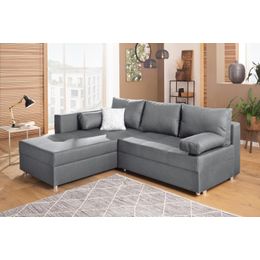 Ecksofa Home Affaire, B:217cm H:80cm T:182cm, grau, Struktur fein (100% Polyester);Microfaser PRIMABELLE(100% Polyester);Samtoptik (100% Polyester),