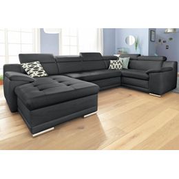 Sit & More Wohnlandschaft SIT & MORE, B:336cm H:93cm T:193cm, schwarz, Kunstleder SOFTLUX;Struktur ( 100% Polyester), Sofas, "Top Andiamo U-Form", mit
