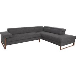 Ecksofa W.Schillig, B:281cm H:71cm T:230cm, grau, Flachgewebe S22 (100% Polyester);Stoff S37 (100% Polyester);Longlife Xtra-Leder Z59: Glattleder mit