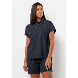 Jack Wolfskin Damen Kurzarmbluse "KARANA SHIRT W", blau, Gr. XS, OBERSTOFF: 55% HANF, 45% BAUMWOLLE, Blusen