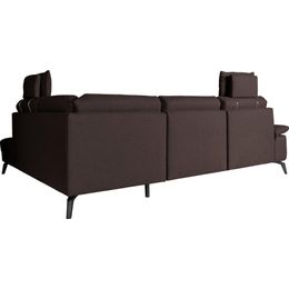 Ecksofa Alina, B:243cm H:118cm T:210cm, braun, Struktur GBA (100% Polyester), Wohnzimmer, Sofas, inkl. Kopfst&uuml;tzen, wahlweise mit Relaxfunktion,