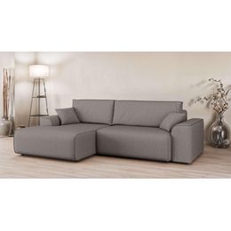 Ecksofa Home Affaire, B:266cm H:90cm T:164cm, grau, 100% Polyester, Wohnzimmer, Sofas, "Santenay mit Bettfunktion und Bettkasten, Ma&szlig;e: B/T/H
