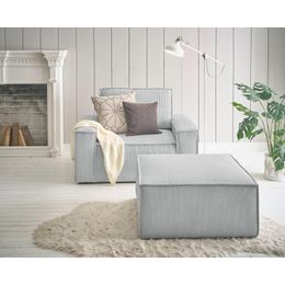 Sessel Home Affaire, B:120cm H:85cm T:166cm, grau, 100% Polyester, Wohnzimmer, Sessel, "SHERWOOD", Loveseat und Hocker im Set, passend zur