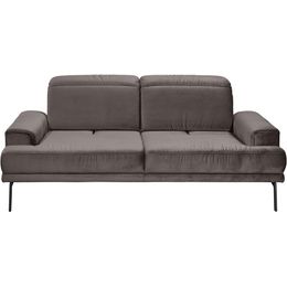 2-Sitzer Musterring, B:198cm H:79cm T:130cm, grau, 100% Polyester, Sofas, "MR 4580", inkl. Kopf- und Sitztiefenverstellung, Fu&szlig; schwarz, B198 x T103