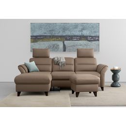 Sit & More Ecksofa SIT & MORE, B:250cm H:87cm T:163cm, braun, 100% Polyester, Wohnzimmer, Sofas, "Mellum L-Form", Federkern, wahlweise mit Bettfunktion,