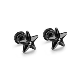 Firetti Damen Paar Ohrstecker "Schmuck Geschenk Ohrschmuck Fake Plug Star", 6,3mm, Edelstahl, grau, Edelstahl, Ohrringe