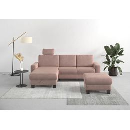Ecksofa Home Affaire, B:249cm H:91cm T:164cm, rosa, 95% Polyester, 5% Polyamid, Wohnzimmer, Sofas, "Summer L-Form", mit Recamiere, mit oder ohne