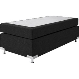 Boxspringbett, B:102cm L:201cm, grau, Westfalia Schlafkomfort, Strukturstoff (77% Polyester und 23% Viskose), Komplettbetten, "Holland", ohne